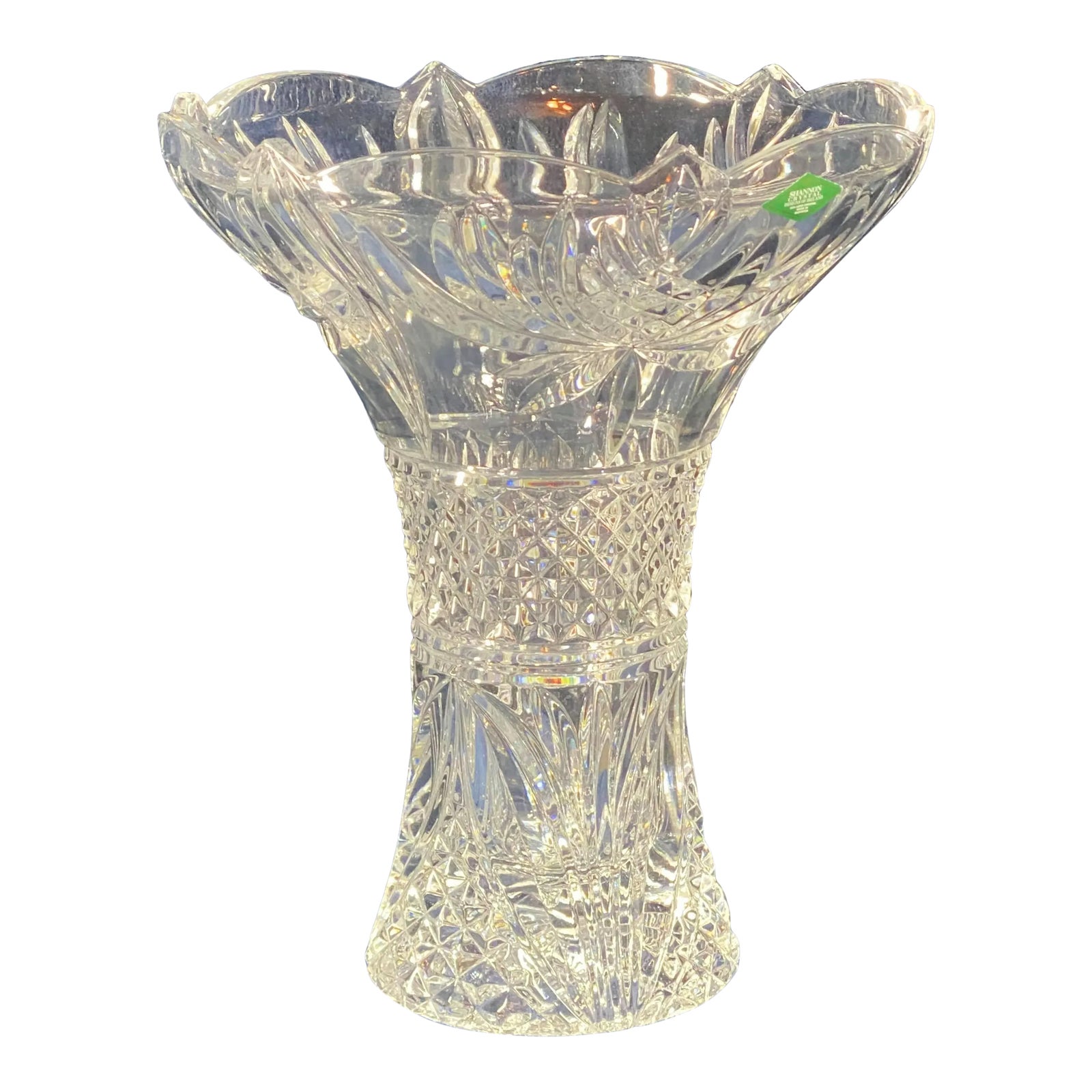 Early 21st Century Godinger Shannon Crystal Peony Vase | Chairish