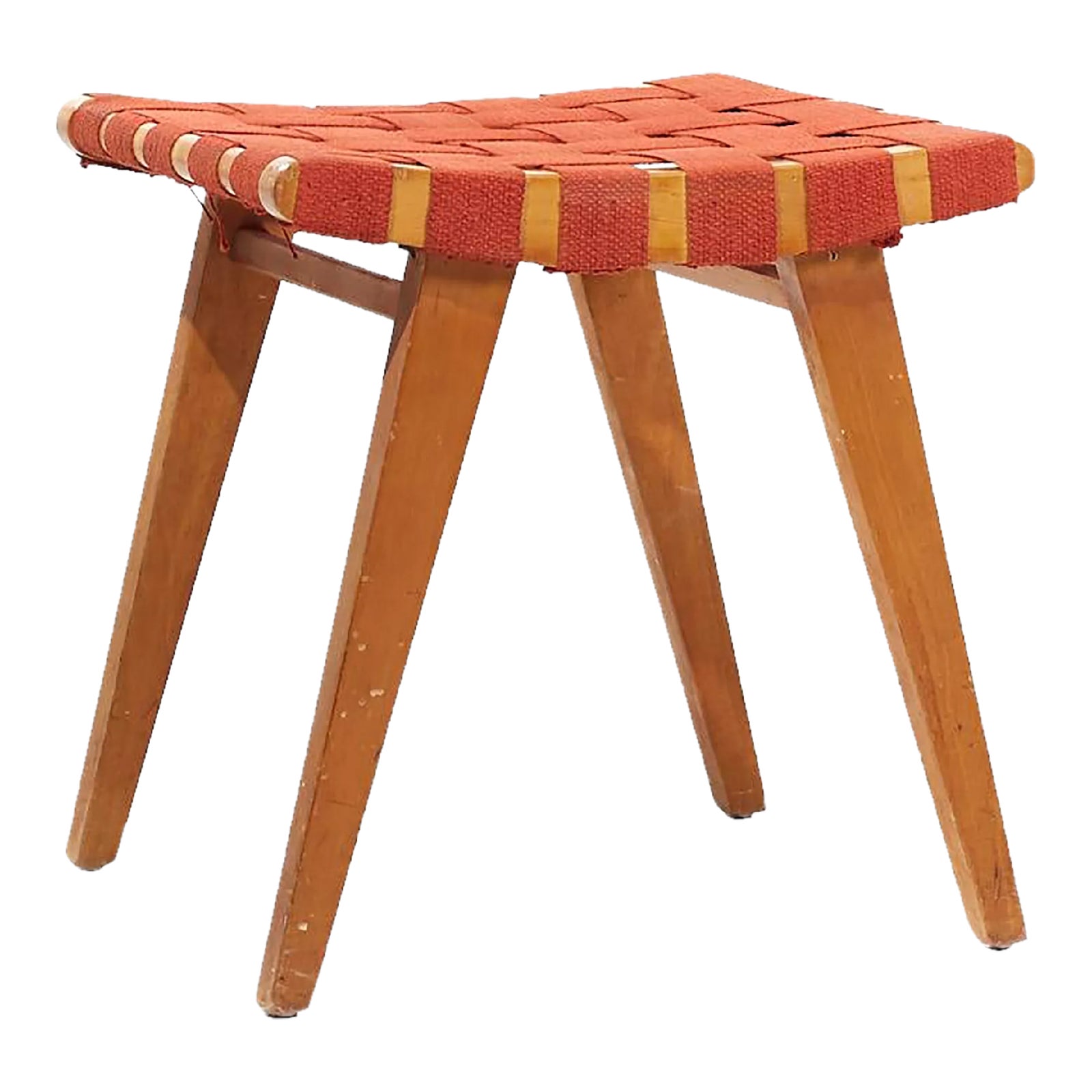 Jens Risom for Knoll Mid Century Strap Stool Ottoman | Chairish