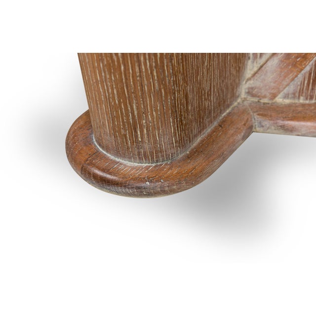 Soubrier Mid-Century French Limed Oak Inlaid Dining Table | Chairish