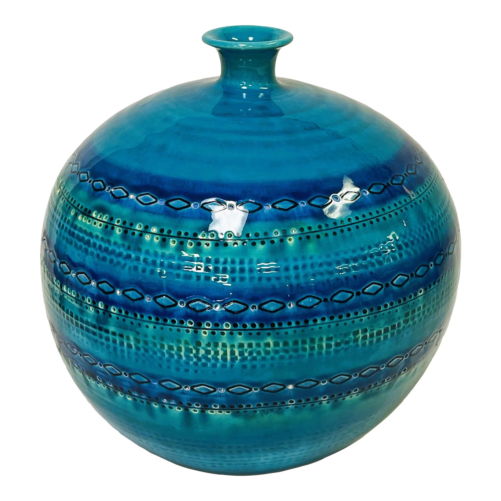 Mid Century Modern Londi Bitossi Style Large Round Vase Made in Italy ...