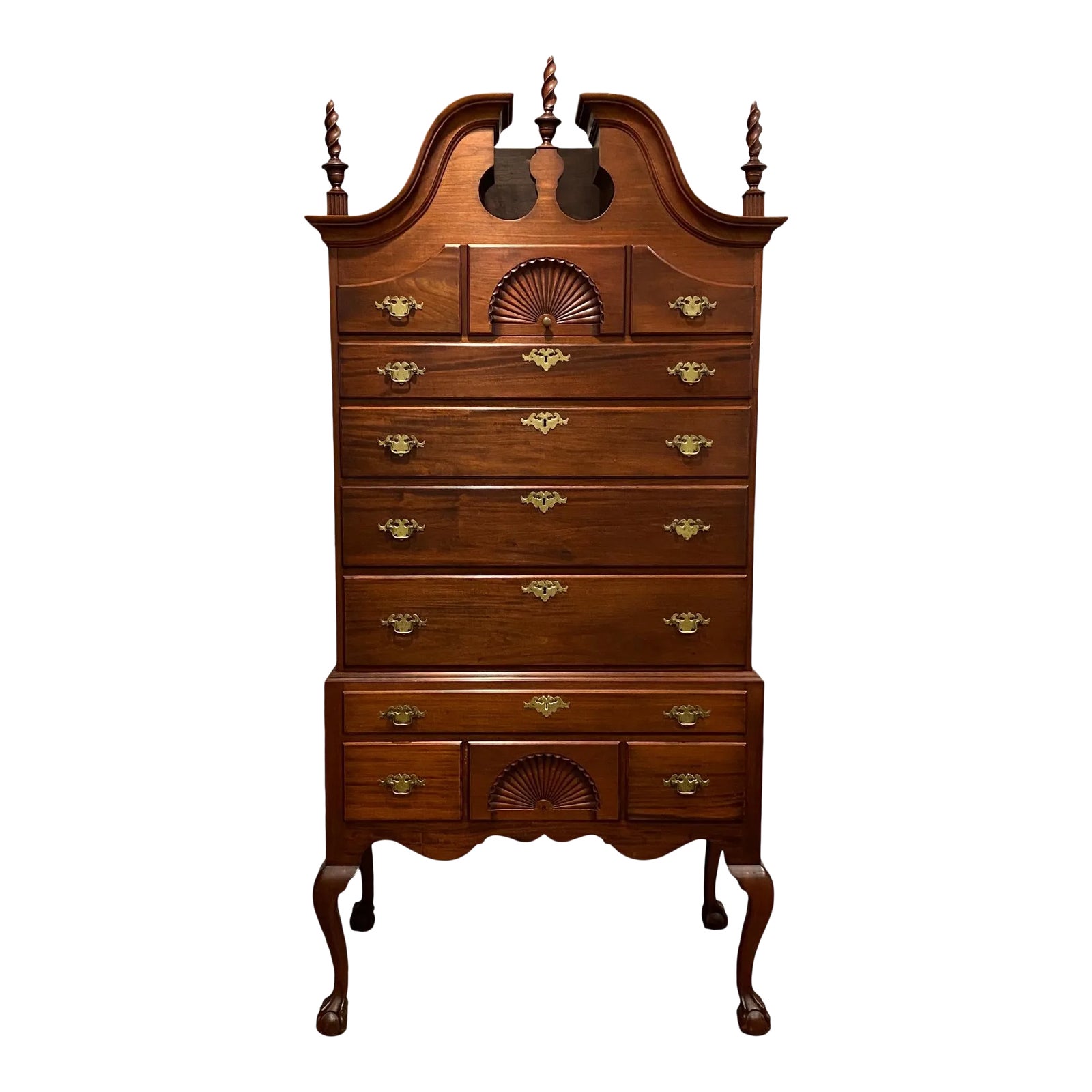 Antique Boston Chippendale Style Walnut Highboy | Chairish