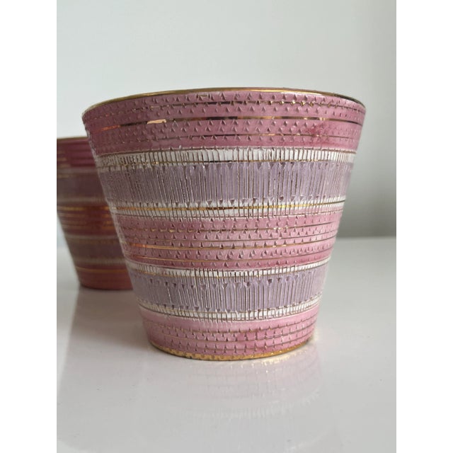 Vintage Mid Century Bitossi Small Pink and Gold Ceramic Planters - Set ...