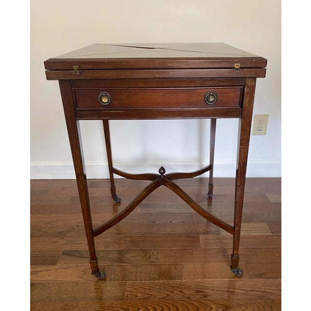 Antique Edwardian English Mahogany Envelope Game Table | Chairish