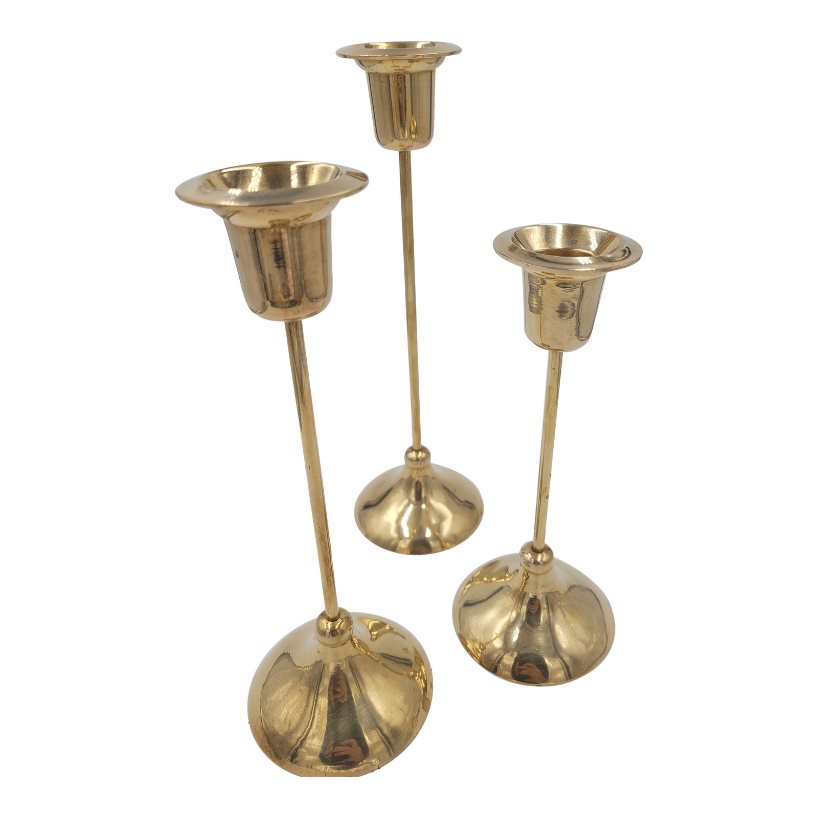 Late 20th Century Candlesticks in Brass, India, Set of 3 | Chairish