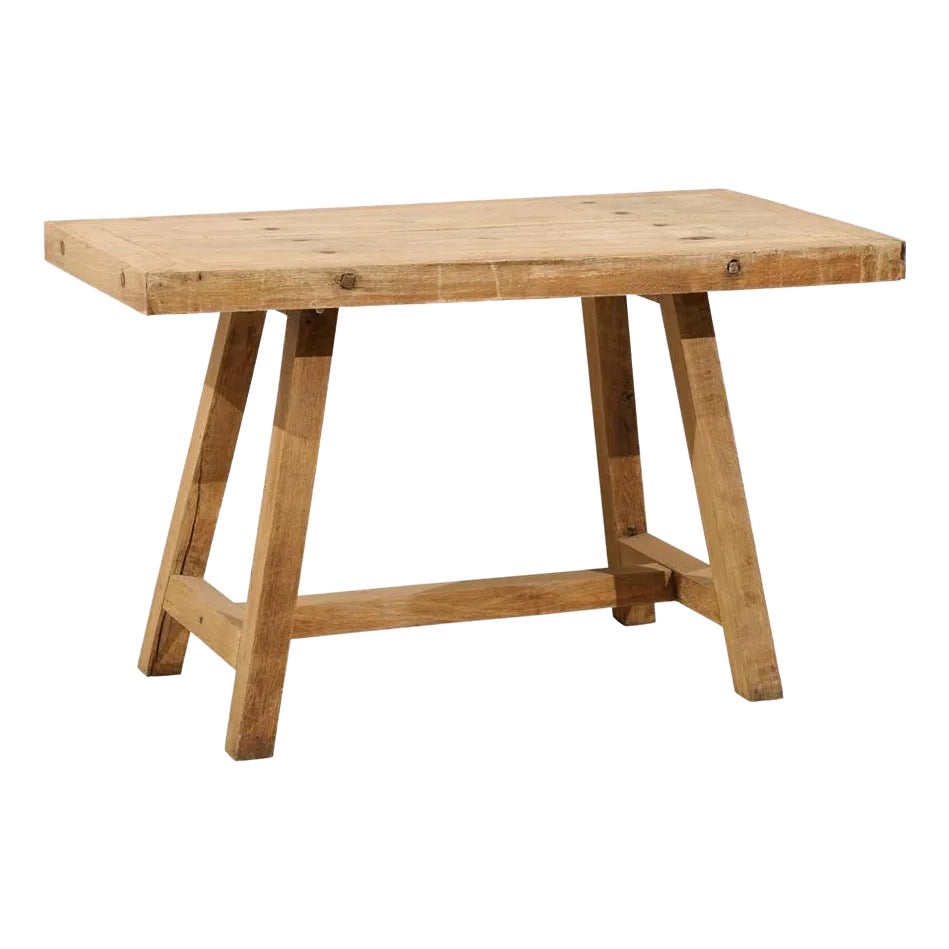 Rustic Wooden Workbench/ Table From Belgium | Chairish