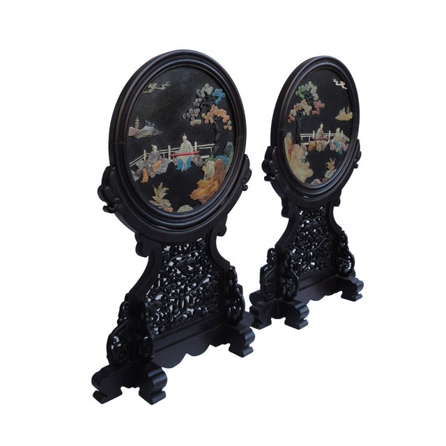 Oriental Tabletop Display Plaques- A Pair | Chairish