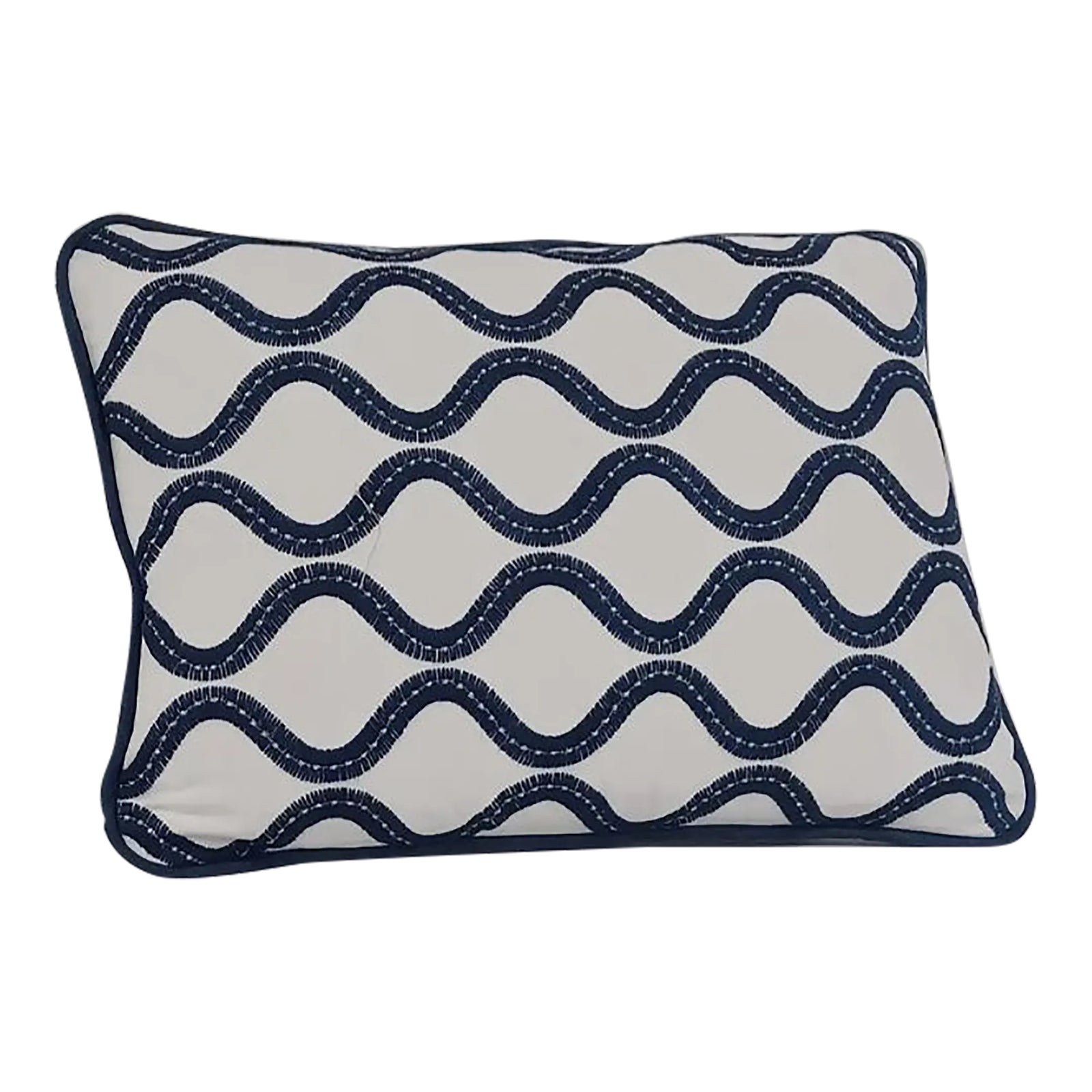 Kravet "Blue Wave" Embroidered Down Filled Pillow | Chairish