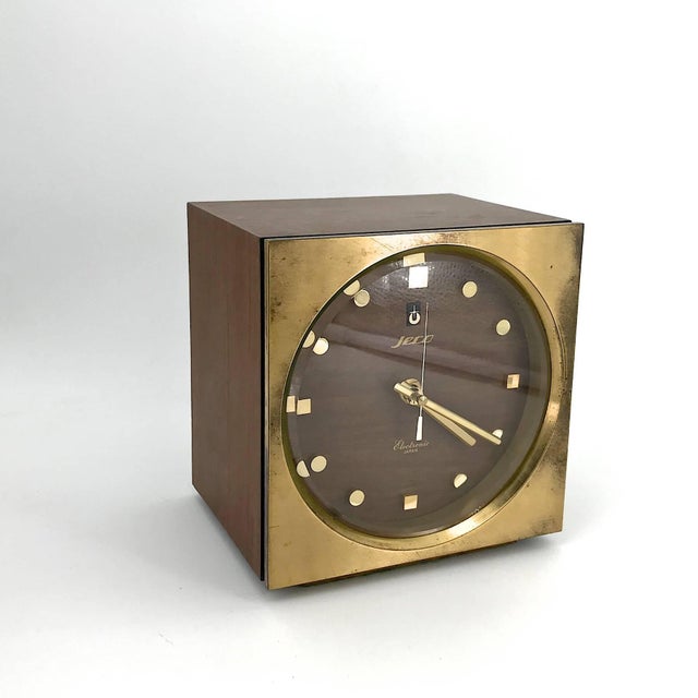 1960s Tiger Tenaka Japanese Table Clock in Walnut Glass and Brass ...