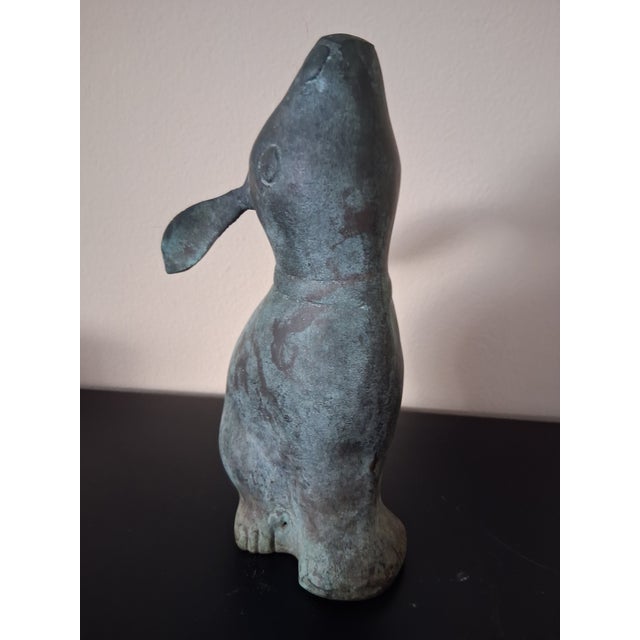 Vintage Bronze "Moon Gazing Rabbit" Statue | Chairish