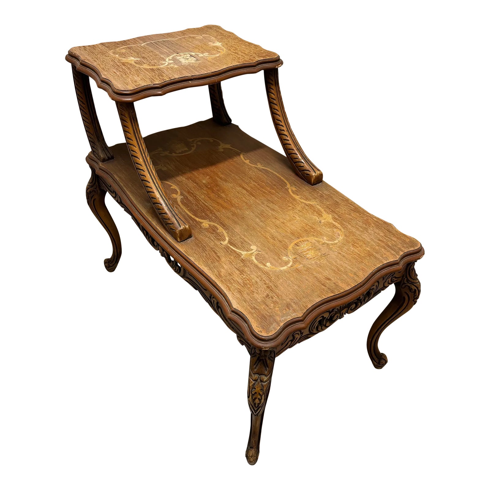 1930s French Provincial 2-Tier Accent Step End Table / Nightstand ...