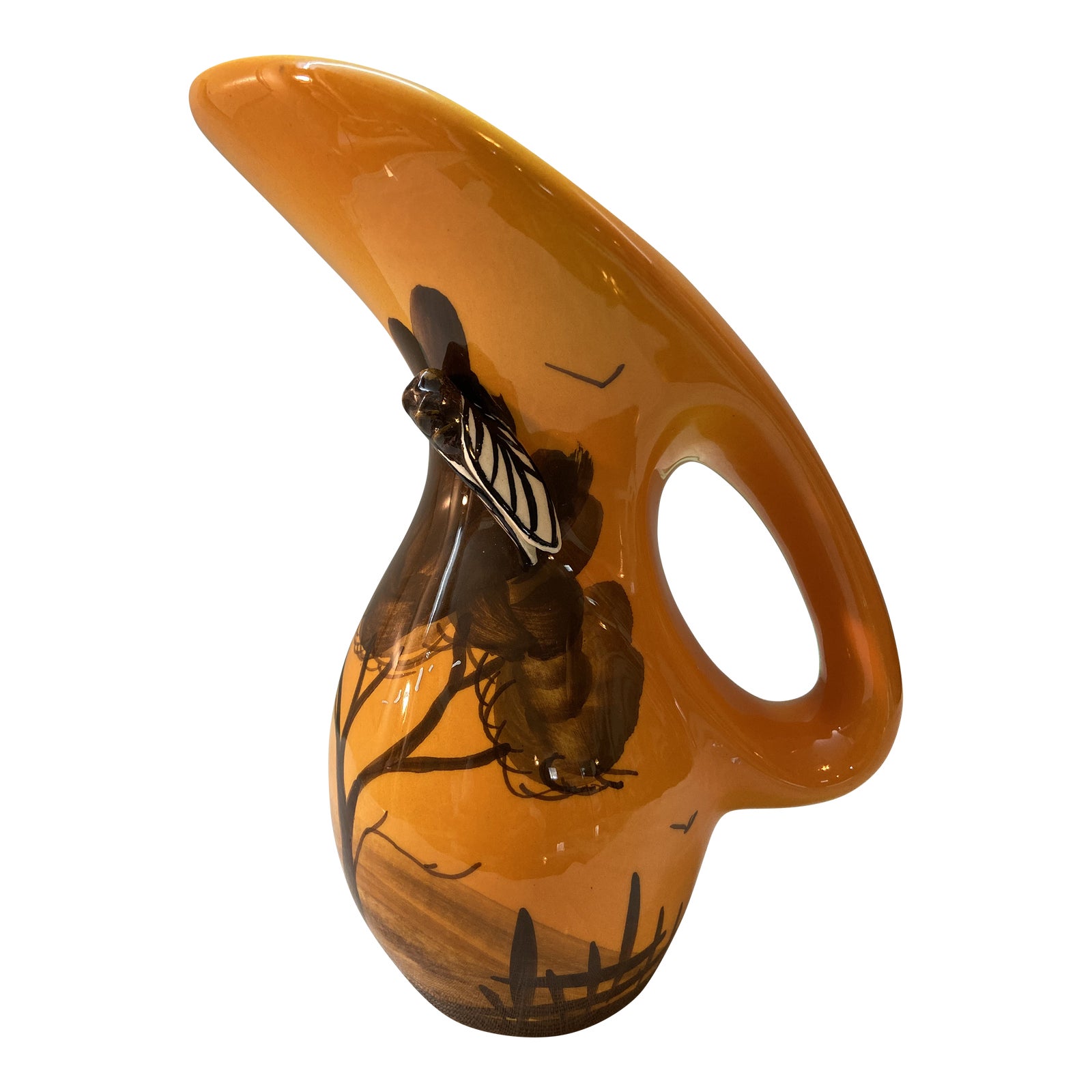 Vintage French Majolica Cicada Pitcher in the Style of Sicard | Chairish