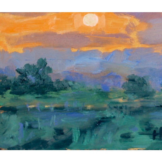 Original Oil Painting, Landscape Sunset Art | Chairish