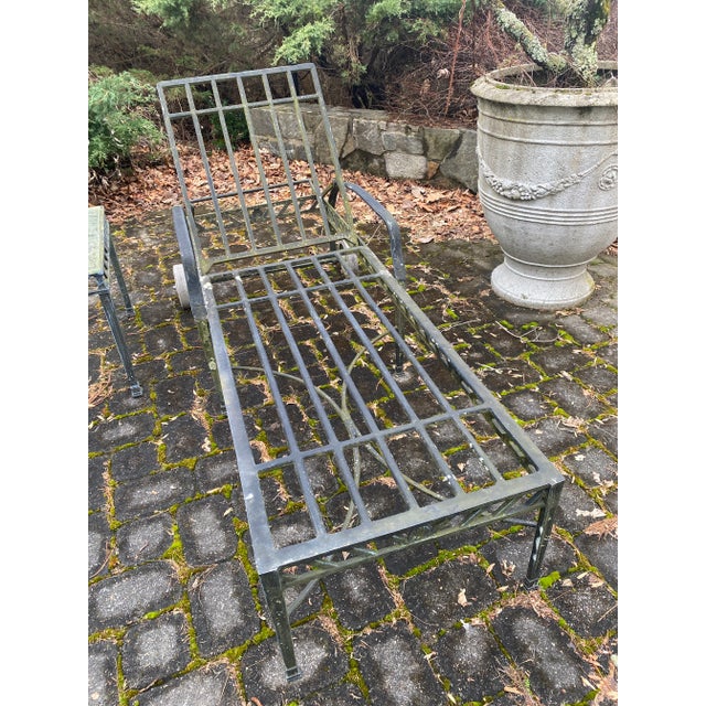 1990s Outdoor Cast Aluminum Chaises with Wheels - Set of 2 | Chairish