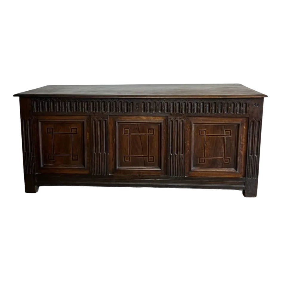 Antique 18th Century Oak Coffer, 1780s | Chairish
