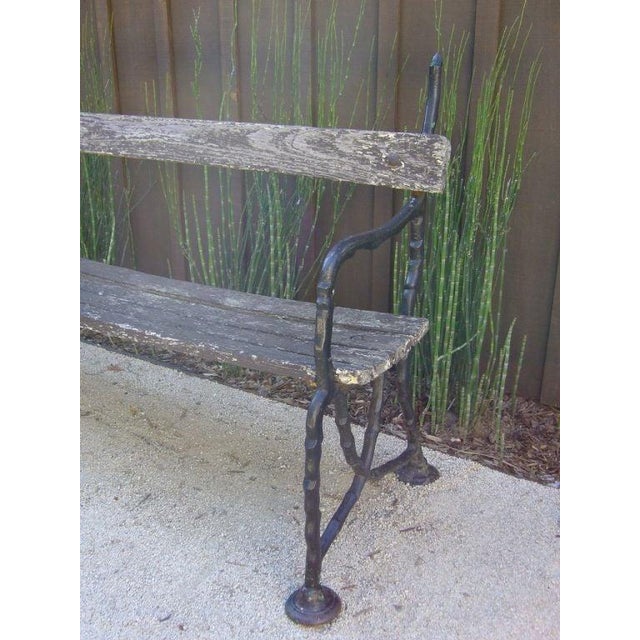 19th Century Vintage Iron and Wood Bench | Chairish