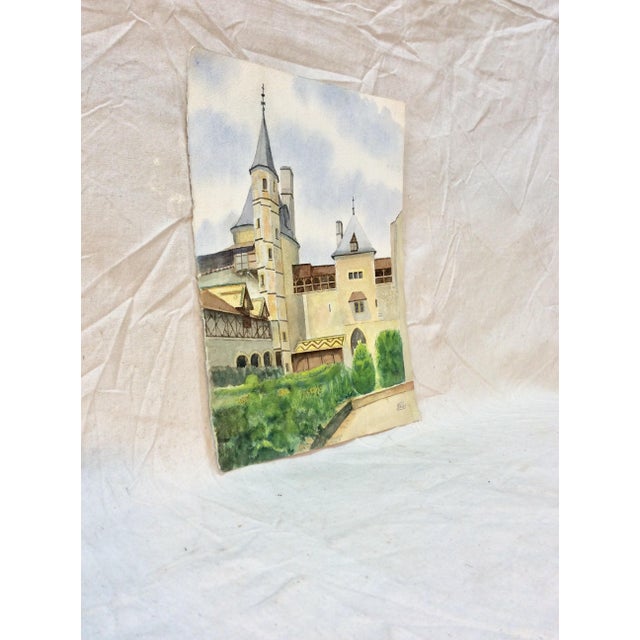 Mid 20th Century French Watercolor Painting of Chateau La Roche Pot ...