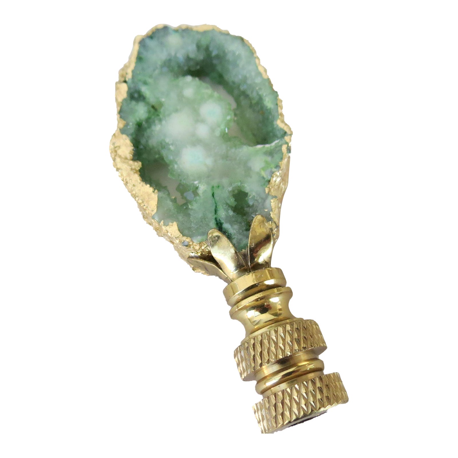 Lime Green Geode Lamp Finial With 14 Kt Gold Banding, a Single | Chairish