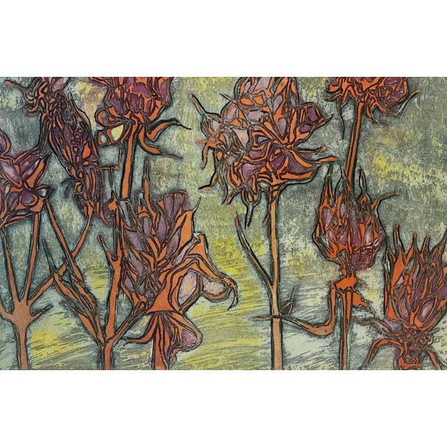 Thistle No 2 Woodblock Print by Ruth Leaf | Chairish