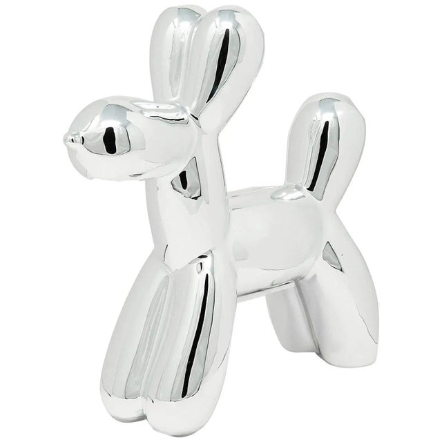 Interior Illusions Plus Silver Mini Balloon Dog Bank - 7.5" Tall | Chairish
