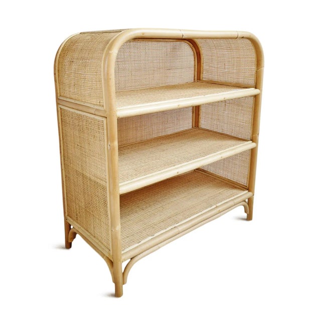 Bamboo & Rattan 3 Shelf Unit | Chairish