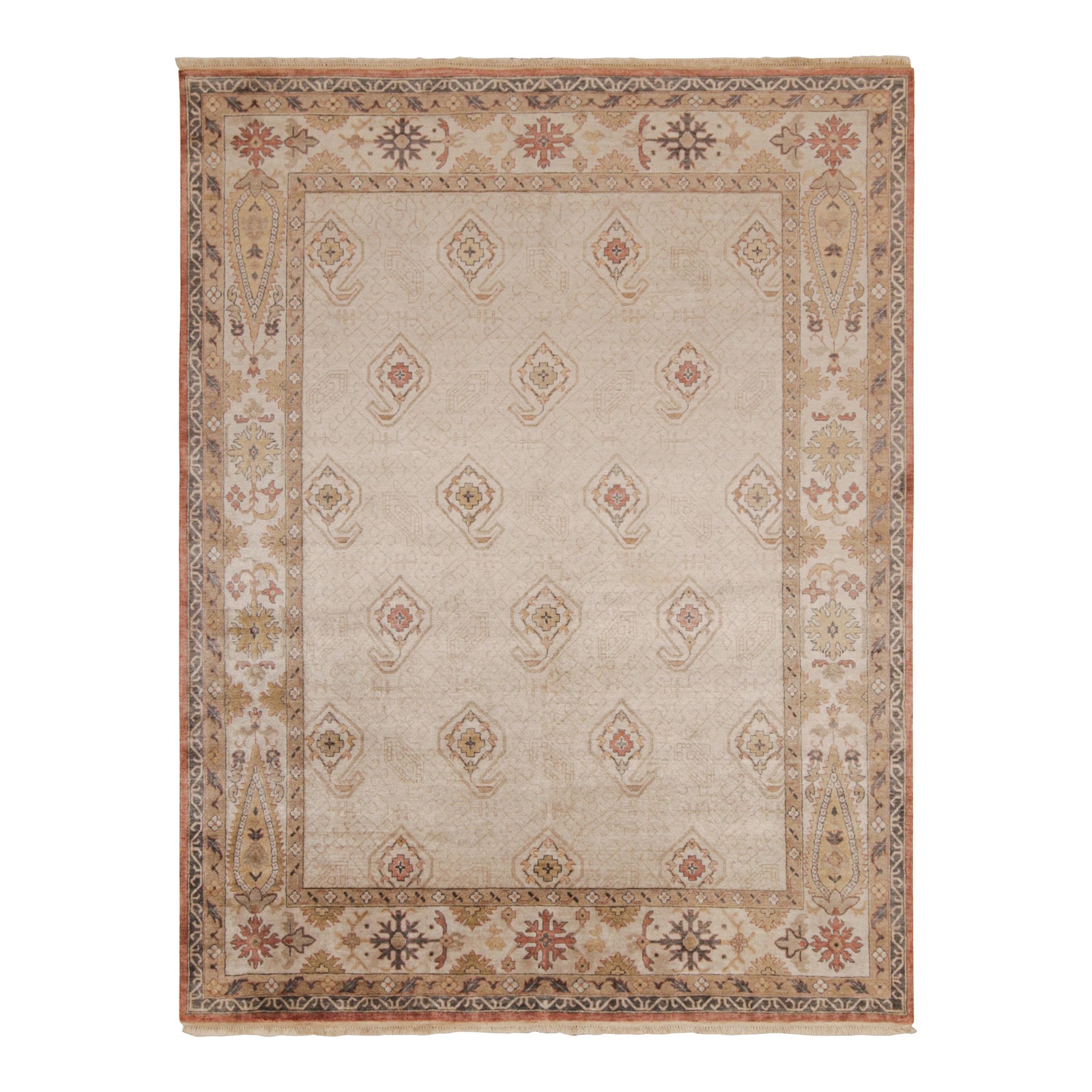 Rug & Kilim’s Classic Style Rug in Off-White With Beige-Brown Floral ...