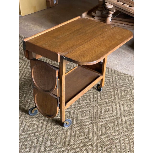 1950’s English Trolley Bar Cart With Leaves & Cake Shelves | Chairish