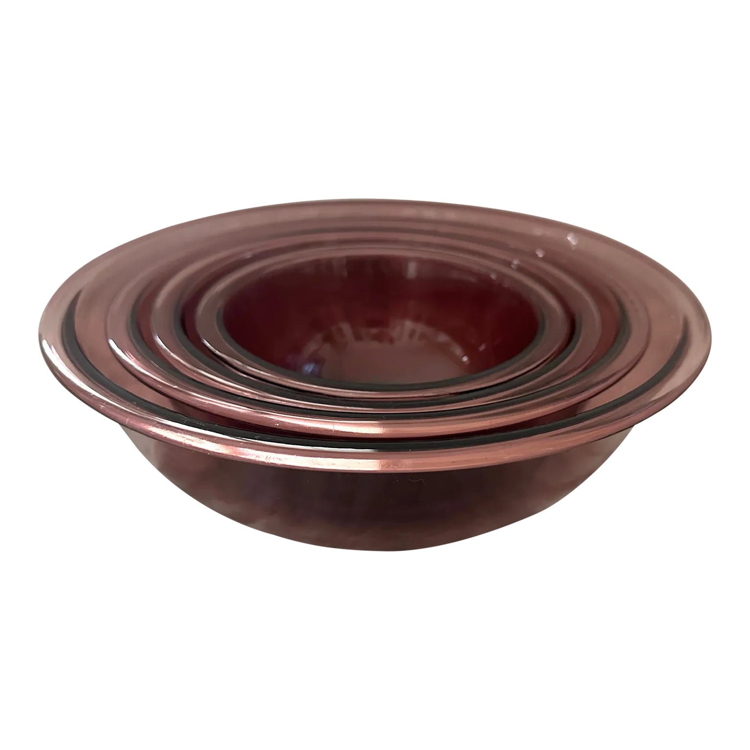 Set of 4 Cranberry Pyrex Mixing Bowls | Chairish