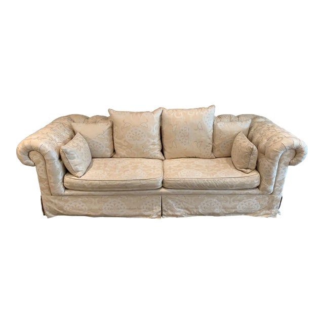 1990s Rolled Arm 8 Foot Tufted Sofa | Chairish