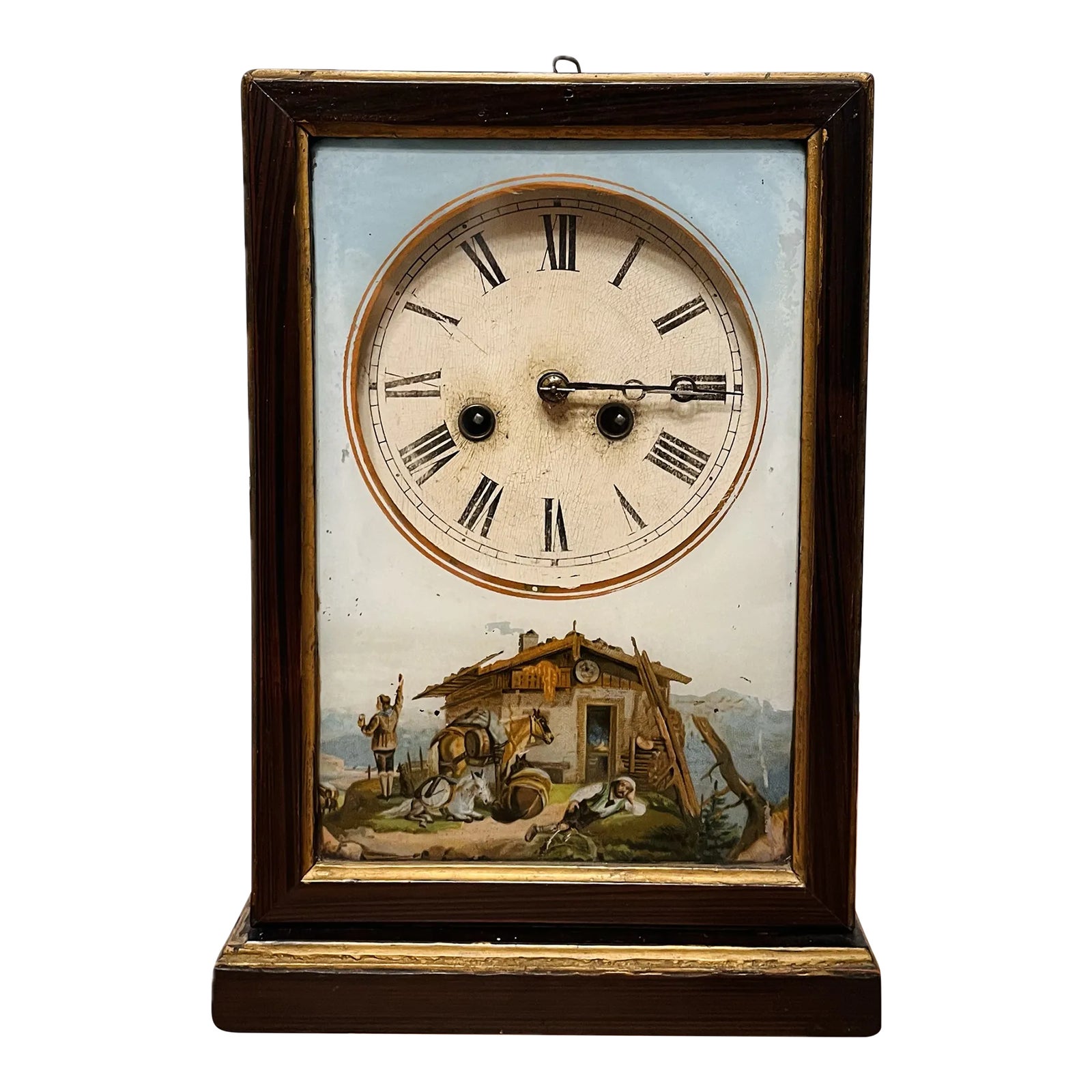 Late 19th Century Junghans Hand Painted Clock | Chairish