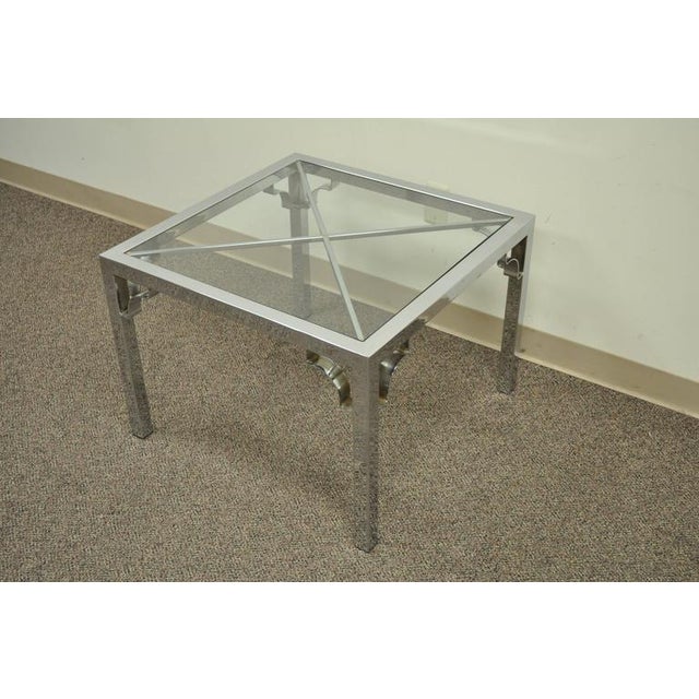 Hollywood Regency Chrome X-Frame Square Glass Top Side Table | Chairish
