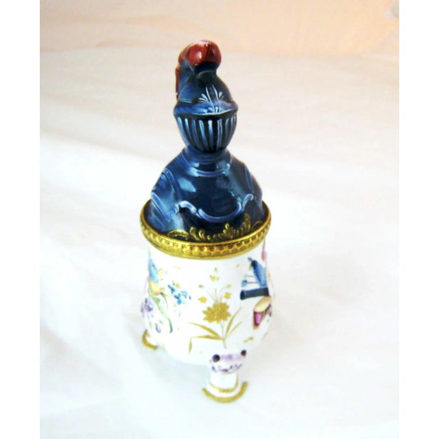 1770 Battersea Enamel Medieval Knight Mustard Pot | Chairish