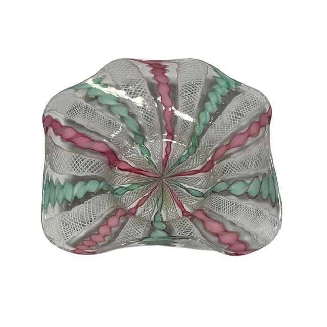 1950s Italian Murano Latticino and Ribbon Glass Bowl | Chairish