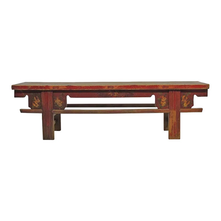 Low 74" Inch Long Antique Chinese Bench Console Table | Chairish