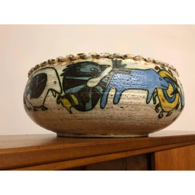 Jane Wherrette Large Decorated Pottery Bowl | Chairish
