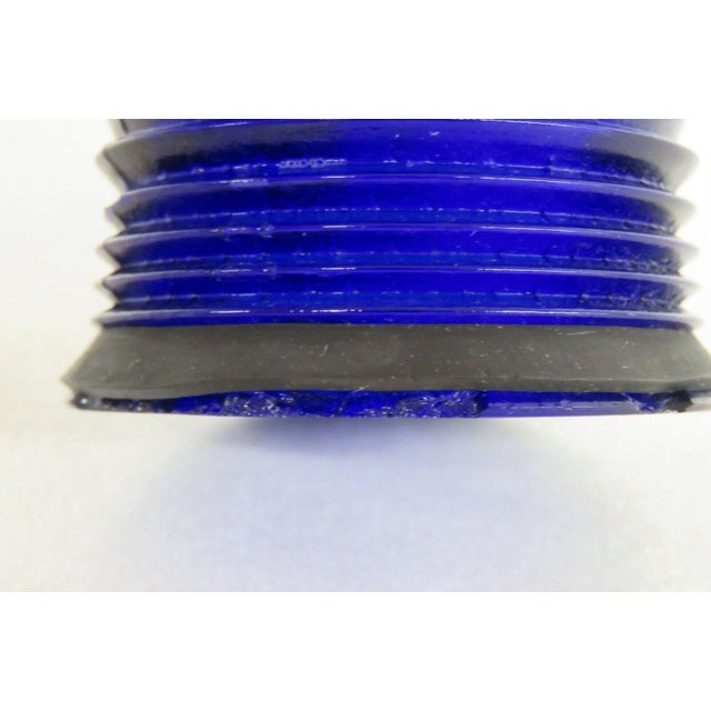 Cobalt Blue Glass Railroad Runway Lantern Lens Dome Light Cover | Chairish