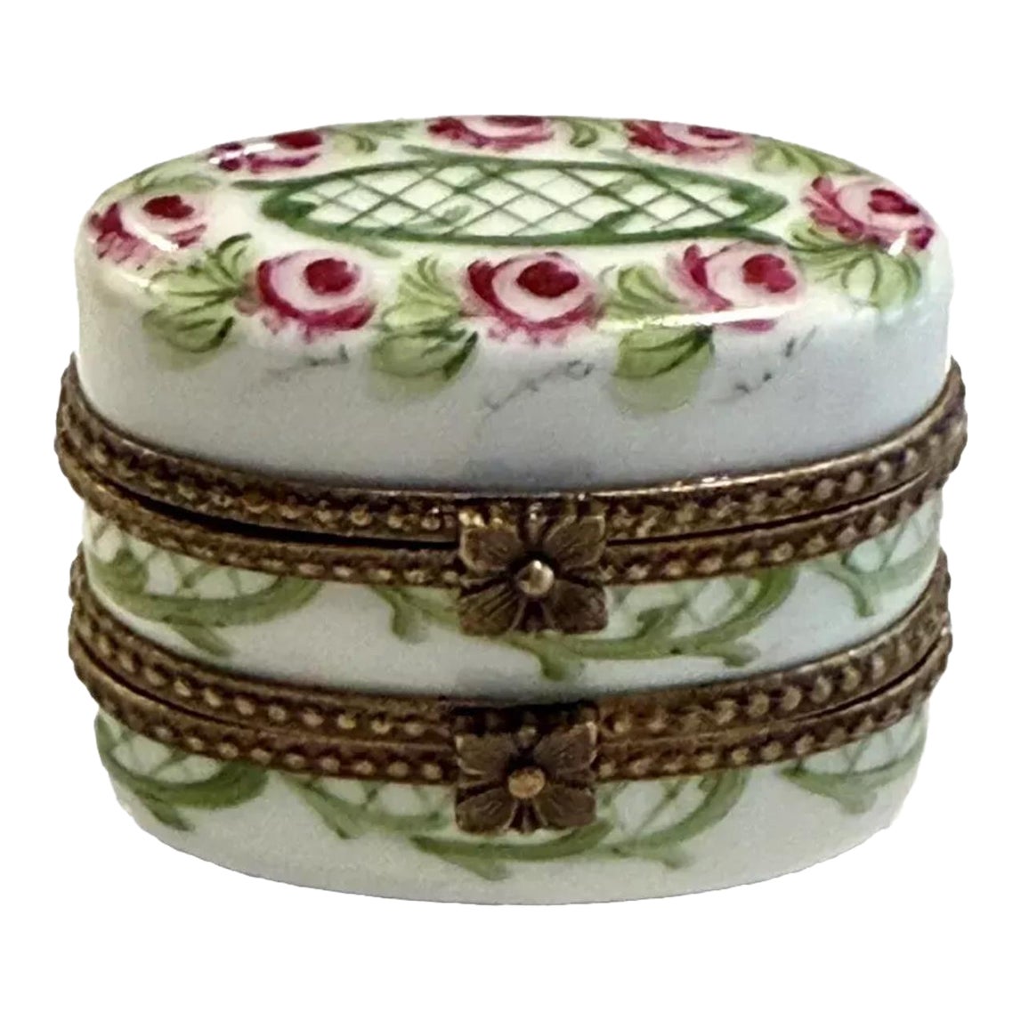 Early 20th Century Limoges Flowers Double Stack Tier Porcelain Trinket ...