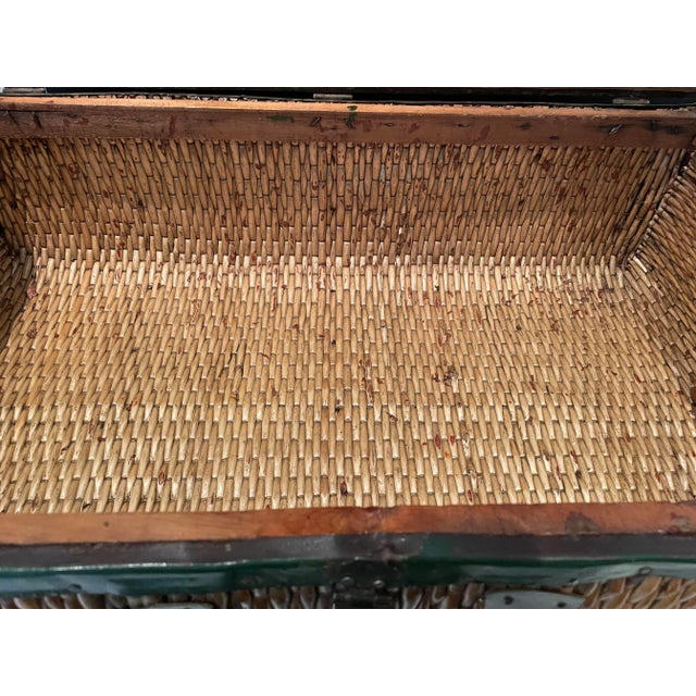 Vintage Woven Rattan Trunk/Suitcase | Chairish