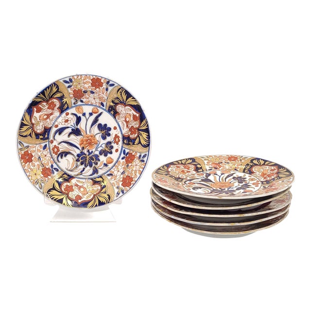 Set of Six Coalport Imari Dinner Plates, Circa 1820 | Chairish