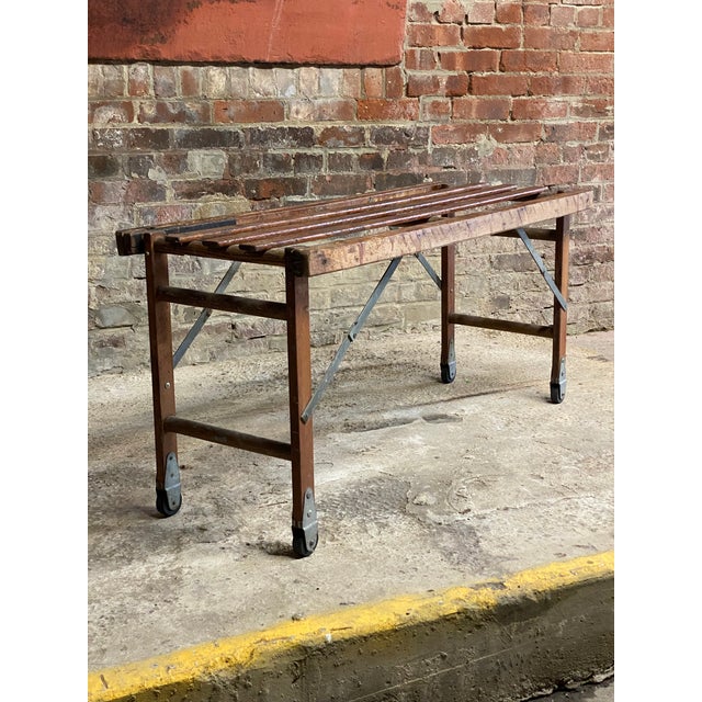 Vintage Factory Slat Folding Table | Chairish