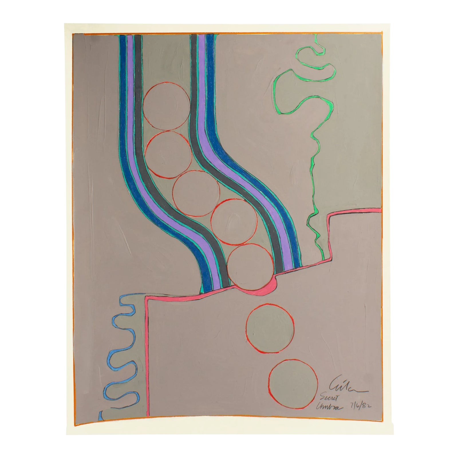 1982 “Secret Umbra” Abstract Mixed Media Painting by Harry Hilson ...