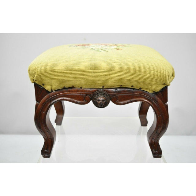 Antique Victorian Carved Walnut Figural Lion Female Face Footstool ...