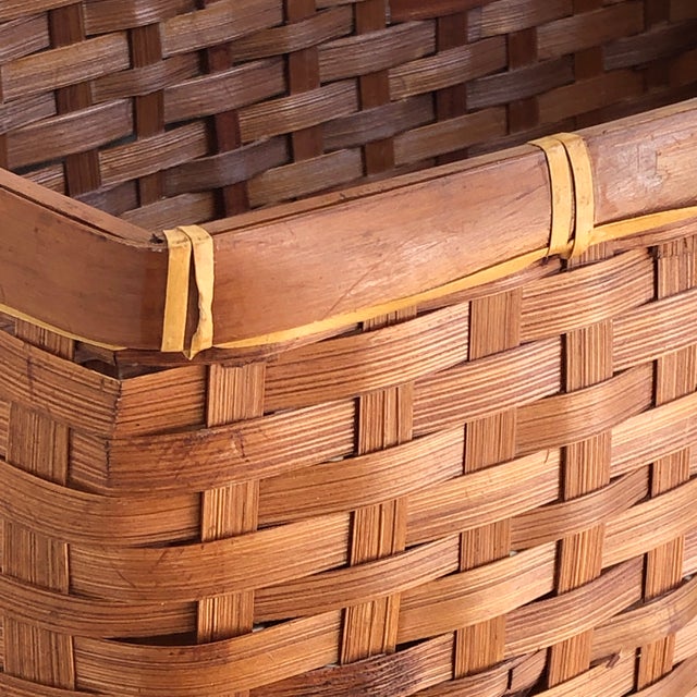 Mid-20th Century Rattan Stair Basket | Chairish