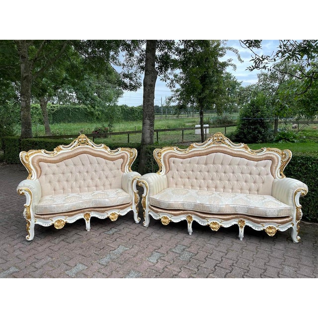Late 20th Century Italian Baroque/Rococo Sofa Set in Lacquer Beech and ...
