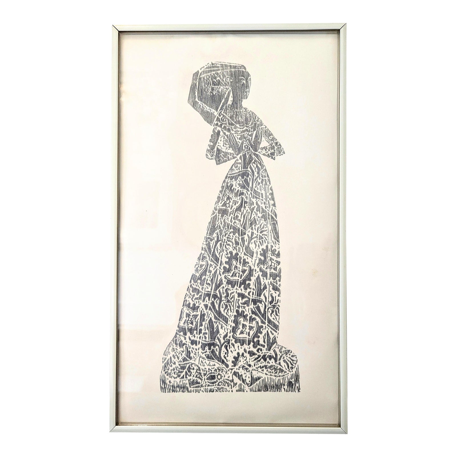 Late 20th Century Vintage Framed Brass Rubbing of Lady Margaret Peyton ...