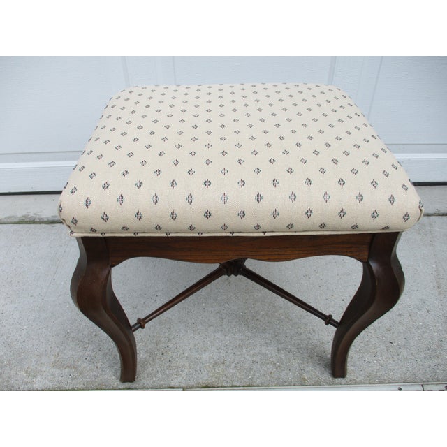 Tan Upholstered Low Stool With Carved Apron | Chairish