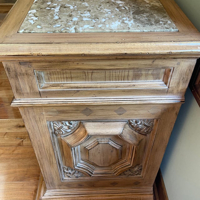 Kreiss Collection Stone Top Carved Credenza/Dresser | Chairish