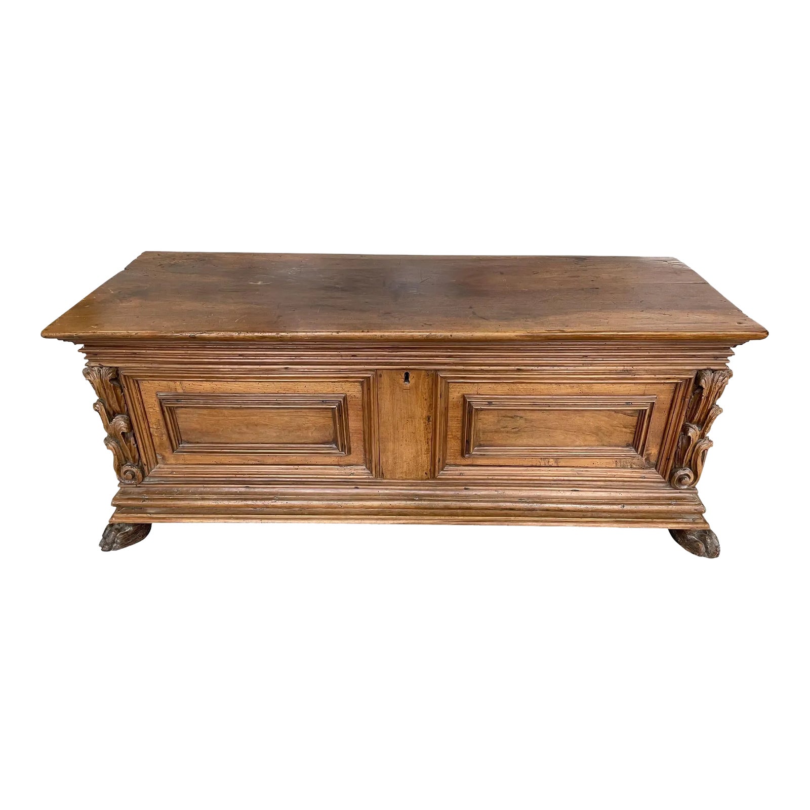 Antique 18th Century Carved Continental Coffer Chest | Chairish