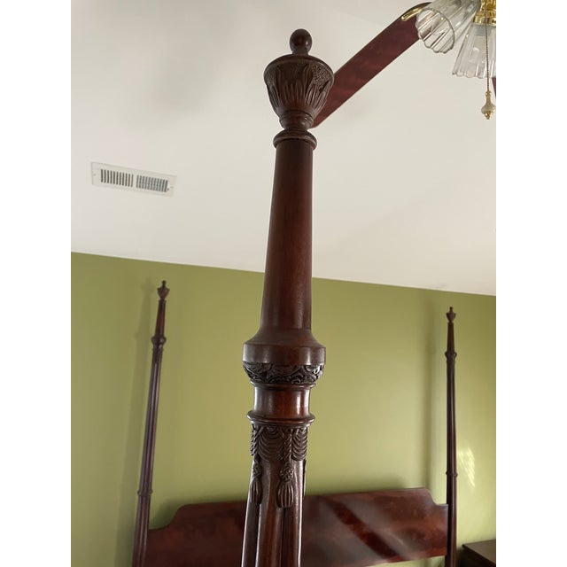 1980s Henredon King Size Hand Carved Poster Bed | Chairish