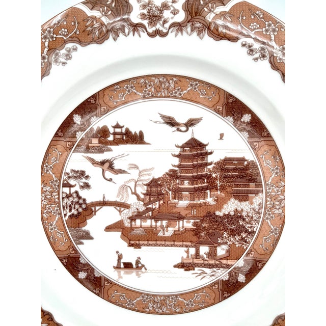 1980s Brown Willow Chinoiserie Plate by Gracie China | Chairish