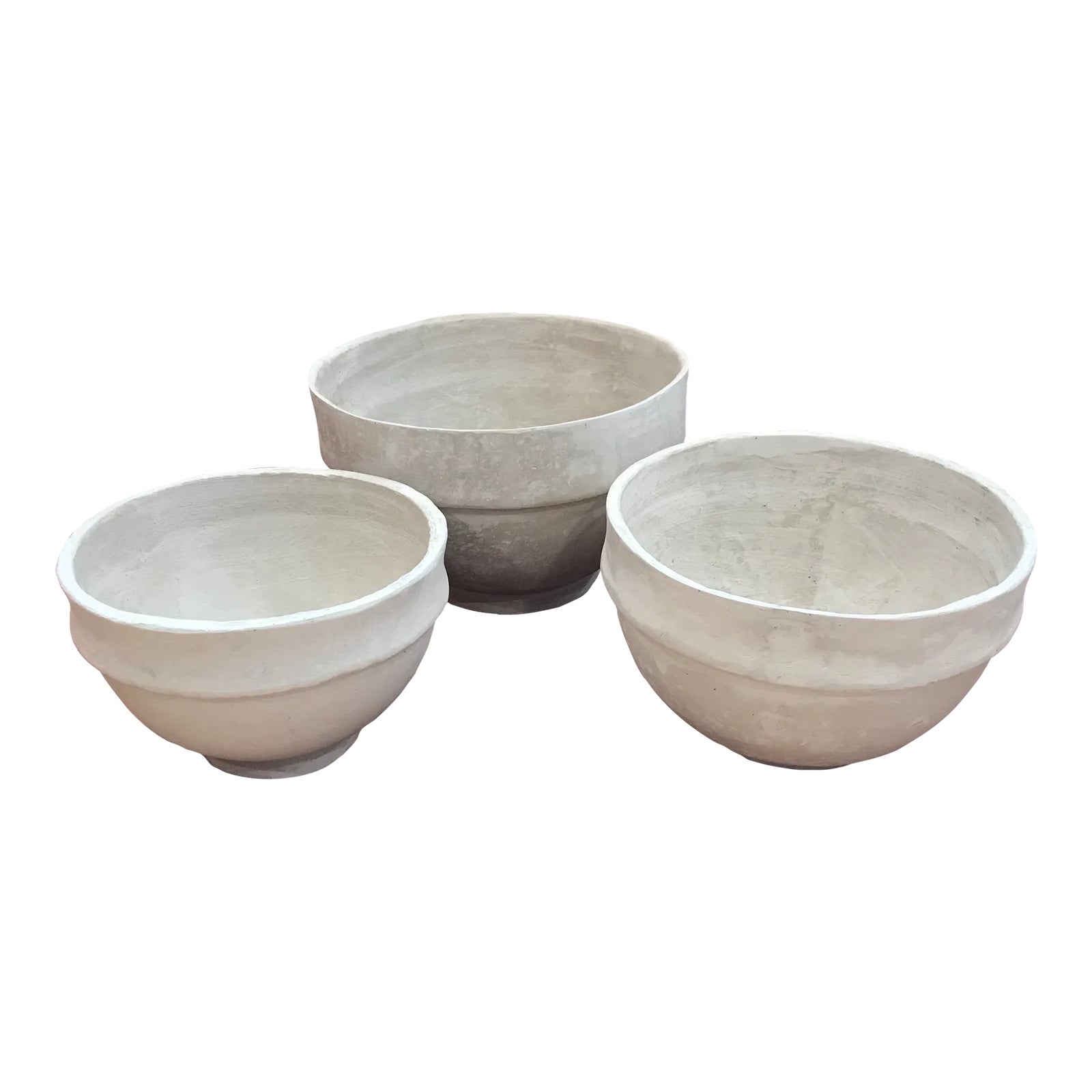 1990s Round Terracotta Paper Mache Nesting Flower Pots Planters ...